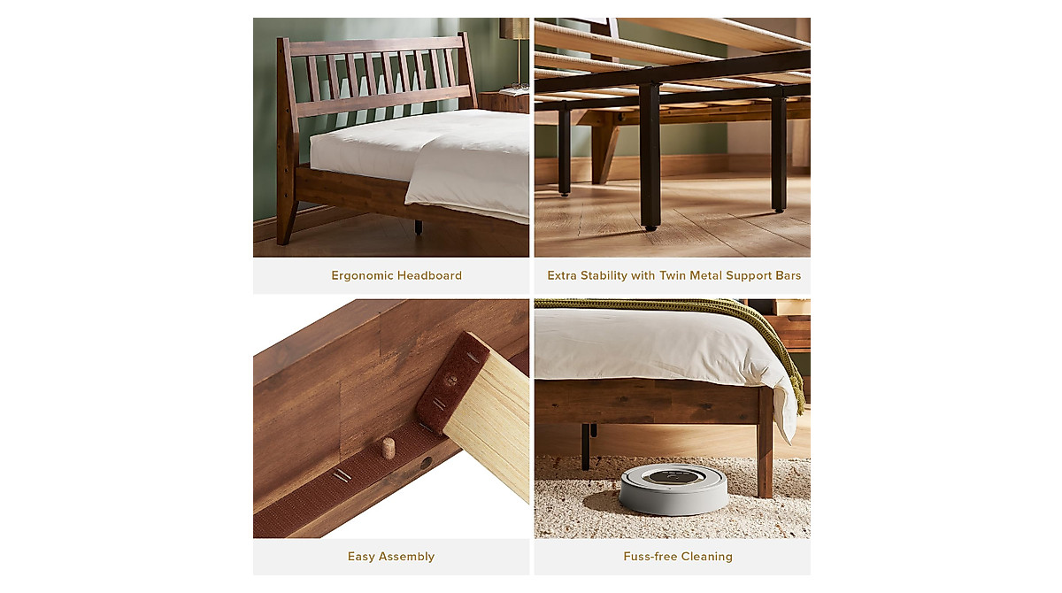 Ted Bed Frame in Walnut - Stylish Mid Century Modern Platform Bed