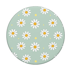 Sage Green Daisy Flower Aesthetic Daisies Floral Pattern PopSockets Swappable PopGrip