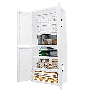 Gdrasuya10 Modern Plastic Cabinet, Portable Plastic Tower Closet Organizer Freestanding Storage Cabinet with Wheels for Apartments Condos Dorm Rooms, 22.44" L x 15.74" D x 51.57" H