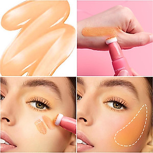 Liquid Blush Wand, Shimmer Face Blush Beauty Wand with Cushion Applicator, Lightweight Natural Pearl Finish, Smooth Creamy Fomula (6# glimmer pink)