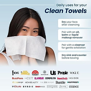 Clean Skin Club Clean Towels, 100% USDA Biobased Dermatologist Approved Face Towel, Disposable Clinically Tested Face Towelette, Facial Washcloth, Makeup Remover Dry Wipes, Ultra Soft, 100 ct, 4 pack