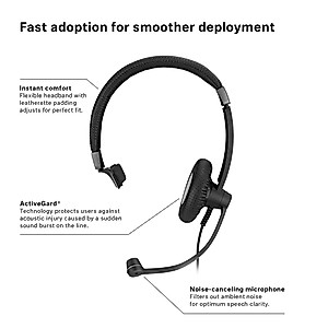 Sennheiser SC 45 USB MS (507083) - Single-Sided Business Headset | For Skype for Business, Mobile Phone, Tablet, Softphone, and PC | HD Sound & Noise-Cancelling Microphone (Black)