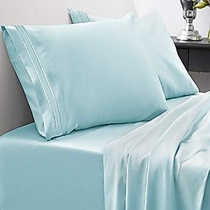 King Size Sheets - Breathable Luxury Bed Sheets with Full Elastic & Secure Corner Straps Built In - 1800 Supreme Collection Extra Soft Deep Pocket Bedding Set, Sheet Set, King, Light Blue