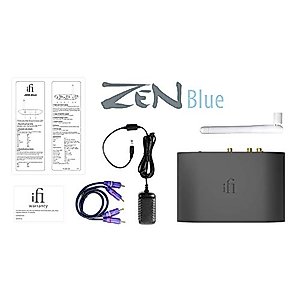 iFi Zen Blue HiFi Bluetooth Receiver Desktop DAC/Adapter - Wireless Input/Outputs - Optical/Coaxial/SPDIF/RCA / 4.4 Balanced - Audio System Upgrade (Unit Only)