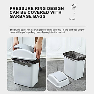 Aufmer Trash Can, 7l Pink Trash Can, Bathroom Trash Can, Plastic Kitchen Small Trash Bin, Swing Top Trash Can, Waste Basket for Home, Office, Garage, Patio, Restaurant Pink, Black,Green, Gray (Black)