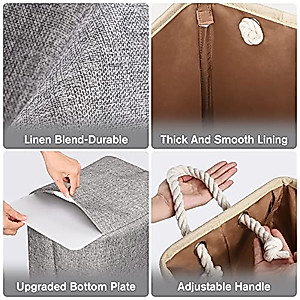 Laundry Basket,2-Pack Collapsible Linen Laundry Hampers,Tall Laundry Baskets,Dirty Clothes Hamper Laundry Organizer with Handles Laundry Bins for Bathroom Bedroom Dorm Toy Storage-grey