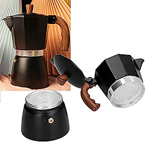 Tissting Moka Pot Aluminum Alloy Espresso Maker Italian Style Classic Coffee Brewer Retro Black Coffee Percolator(Large 300ml)