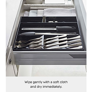 YAMAZAKI Home Expandable Cutlery Kitchen Angled Utensils Storage Multi-Compartment Silverware Organizer Drawer Insert Tray, Plastic, Adjustable, Expandable, No Assembly Req.