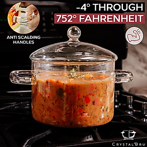 2L Clear Glass Simmer Pot with Lid & Strainer – Heat-Resistant Borosilicate Cooking Pot for Pasta, Soup, Baby Food, Milk – Electric Simmer Pot for Home Fragrance – Anti-Scald Handles