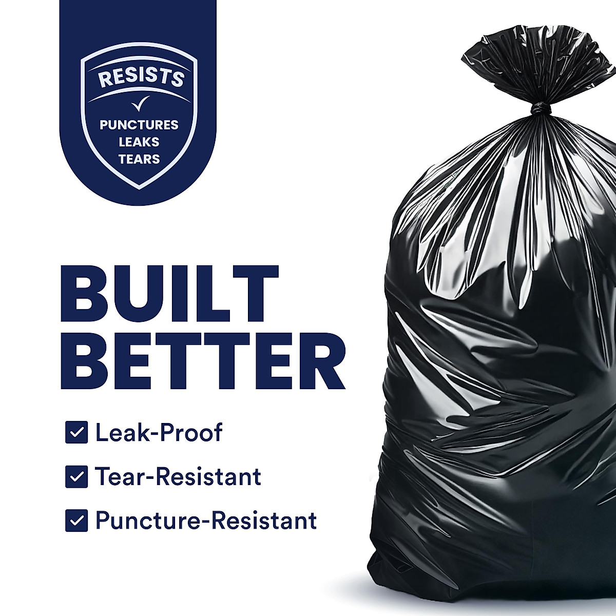 Plasticplace 55 gallon Trash Bags │ 1.2 Mil │ Black Heavy Duty Garbage Can Liners │ 38” x 58”