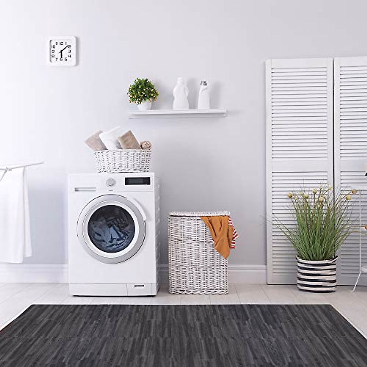 Forest Floor 3/8 Inch Thick Printed Foam Tiles, Premium Wood Grain Interlocking Foam Floor Mats, Anti-Fatigue Flooring – Stylish Flooring Solution, Carbon, 100 Sq Ft