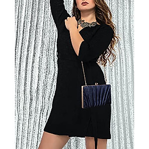 Goclothod Women Pleated Satin Shoulder Bag Party Evening Bag Clutch Purse