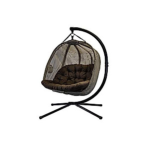 Flower House Hanging Pumpkin Loveseat Chair with Stand (Bark/Espresso)