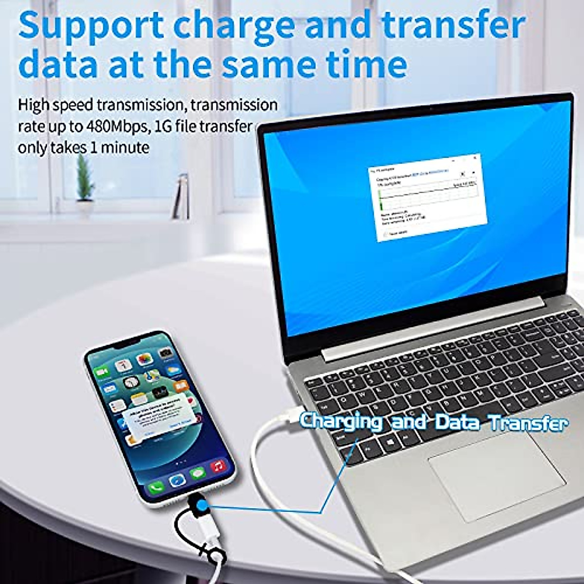 2Pack, Meenova USB C Female to iOS 15 Male Charging Converter, 2.4A12W for iPhone 13 Mini, Pro Max, 12, 11, Xs, Sync Data,Compatible with eMarker PD Type-C Cable,Anti-Lost Rubber Keeper Attach to Cord