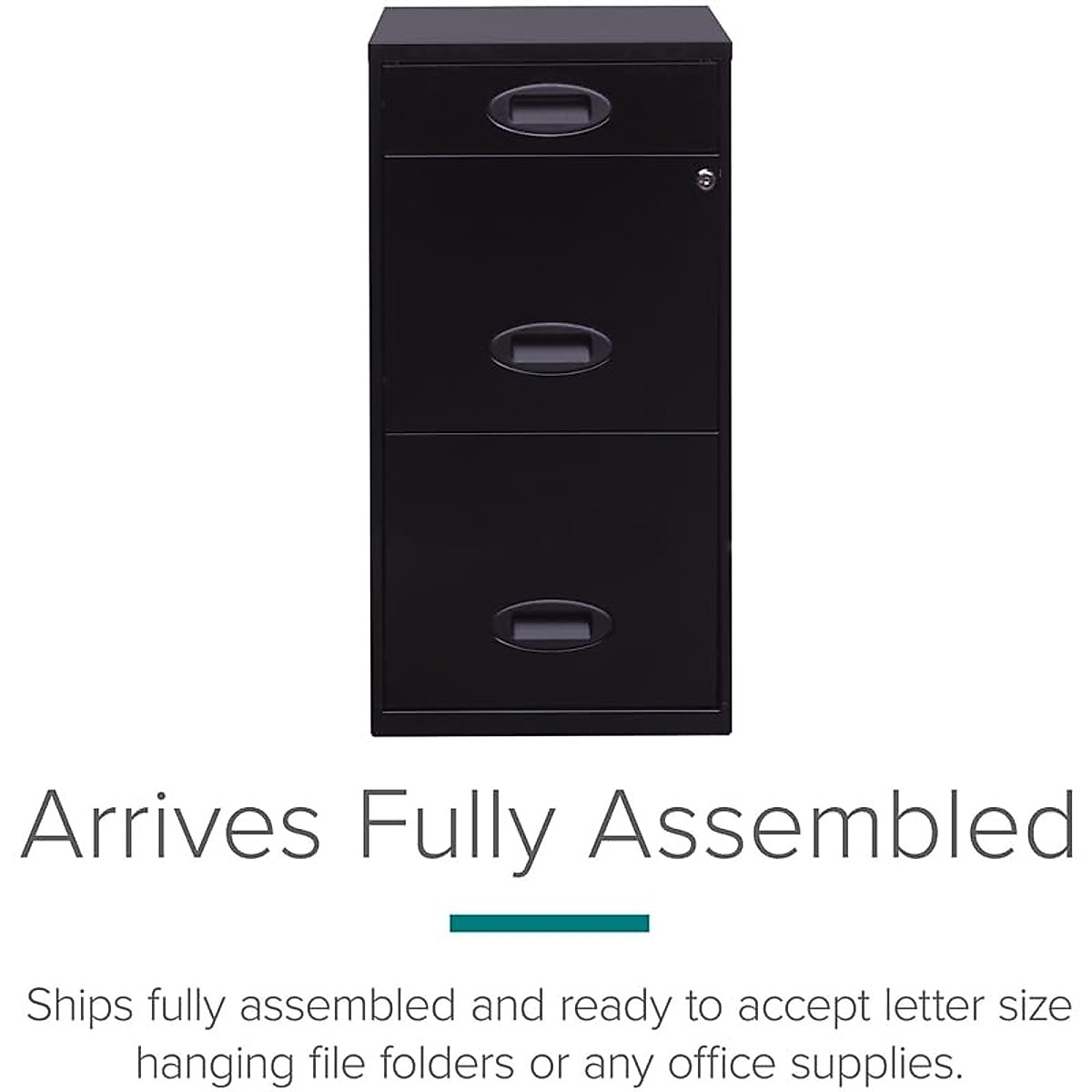 Hirsh Industries Space Solutions 3 Drawer Metal File Cabinet with Pencil Drawer Black