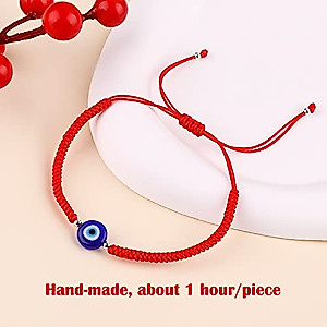 Handmade String Red evil eye bracelets blue evil eye jewelry bracelet for women men teen girls boy pack of 2 braclets mal de ojo bracelets ojo turco pulsera (2 Red with silver bead)