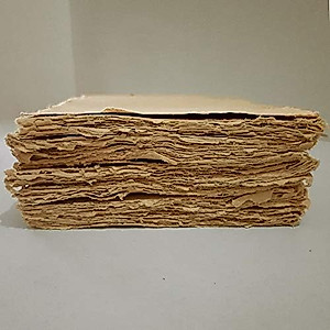 Deckle Papers Handmade Cotton Khdai Paper for Watercolor, Writers, Card Stock Invitations, Crafts -Thick 150 GSM Size-A7 Pack of-50-Brown