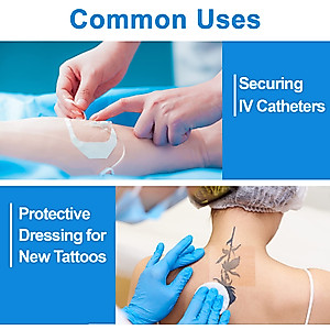 LotFancy Transparent Film Dressing, 4" x4 3/4”, 48PCS, Adhesive Wound Cover Bandage Tape, Sterile Waterproof Wound Seal for Swimming, Post Surgical, Scar Therapy, Medical Supplies, Tattoo Dressings