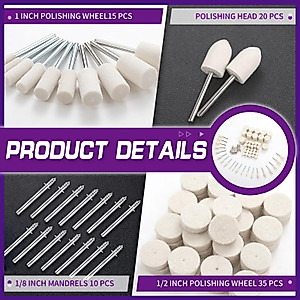 80Pcs Buffing Wheels Polishing Kit with 2Pcs Polishing Compound Compatible with Dremel Rotary Tool, Different Shapes of Polishing Wheel for Drill with 3mm(1/8'') Shank for Metal Jade Glass Polishing ﻿