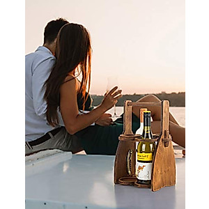Wood Wine Bottle Glasses Caddy - Beer Carrier - Drinking Desk Accessories - Craft 4 Pack bottle Case - Men's Wine Organizer - Glass tray holder - Wine storage stand - Drink Holder for beer, for wine