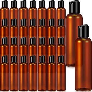 30 Pieces 6.8 oz Amber Empty Plastic Bottles Lotion Bottles Squeeze Refillable Containers with Flip Cap Empty Shampoo Bottles Travel Squeeze Bottle for Lotions Liquid Body Soap Conditioner Creams