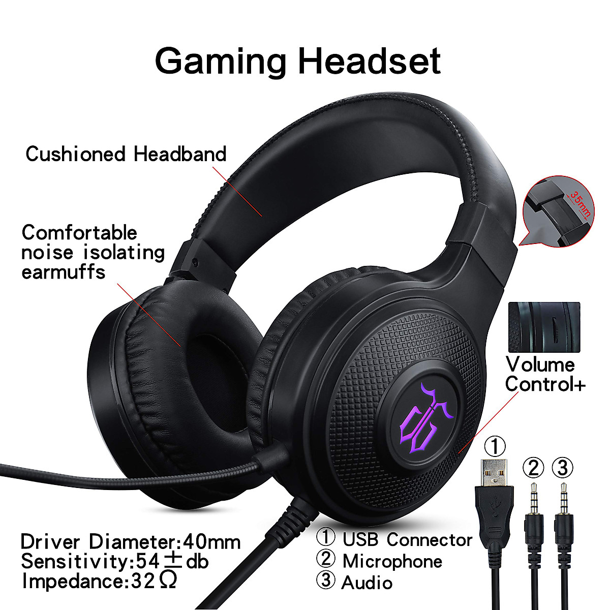 DGG ST-KM6 Wired RGB Backlit Gaming Keyboard and Mouse, Gaming Mouse Pad, Gaming Headset,All in One Combo for PC Gamers and Xbox and PS4 Users