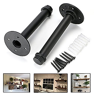 Sumnacon 2 Pcs 7.7 Inch Industrial Pipe Clothes Bar - Heavy Duty Rustic Metal Coat Hanger with Screws, Wall-Mounted Garment Holder Rack for Bedroom/Bathroom/Cabinet/Boutique/Clothing Store, Black