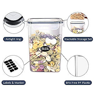 MDHAND Airtight Food Storage Containers Set with Lids Cereal Containers Storage, Kitchen Food Storage with Labels & Pen, BPA Free Stackable Food Containers Storage, 14 Pack(7 Containers + 7 Lids)