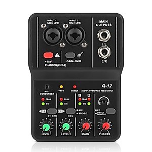 XTUGA USB Audio Interface for PC,Interface for Recording Music Computer Recording Audio Interface XLR with 3.55m Microphone Jack, USB Sound Card for Recording Studio, Ultra-low Latency Plug&Play, Q-12
