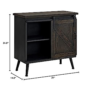 FirsTime & Co. Dark Brown Rogan Barn Door Bar Cabinet Storage with Sliding Door for Entryway, Dining Room or Kitchen, Wood, 31.5 x 14.5 x 31 inches