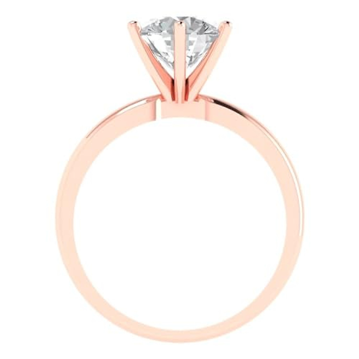 Clara Pucci 2 ct Round Cut Genuine Lab Grown Diamond VS1-VS2 G-H 14K Rose Gold Solitaire Bridal Wedding Engagement Designer Ring size 6.5