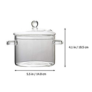 DOITOOL Glass Pots for Cooking On Stove Clear Heating Salad Fruit Serving Bowl Microwave Safe Home Kitchen Porridge Soup Noodles Food Storage （1350ml）