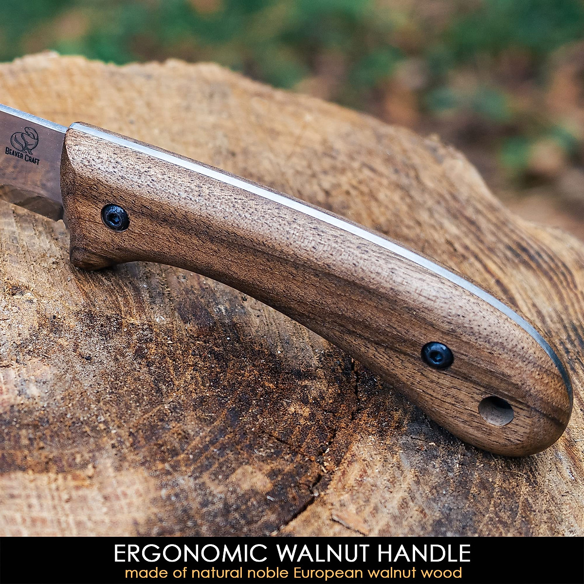 BeaverCraft BSH2 Bushcraft Knife Steel Blade – Fixed Blade Knife – Camping Knife Survival Knife Full Tang – Hiking Knife for Every Task – Camp Knife with Sheath