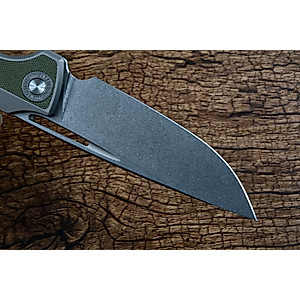 TWO SUN TS471 Folding Knife 14C28N Blade G10 Titanium Handle Hunting Outdoor Ceramic Ball Bearing, green