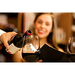 Dogs & Wine Make Life Better - Birthday Gift For Veterinarian Dog Mom Dad Animal Rescue or Vet Tech - Dog Lover Present For Men or Women - 15 oz Stemless Wine Glass