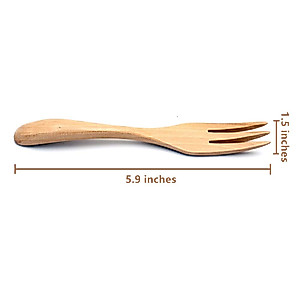 Crysto Wooden Fork and Spoon Set,5.9 Inches