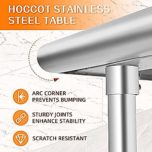 HOCCOT Stainless Steel Table for Prep & Work 24" X 36" inches with Adjustable Shelf and Backsplash, Commercial Workstations, Utility Table in Kitchen Garage Laundry Room Outdoor BBQ