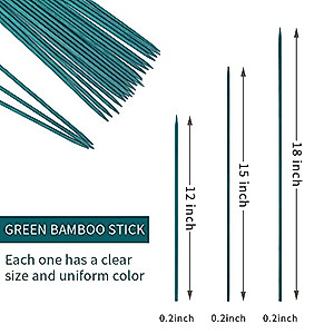 POLIUMB Green Plant Stakes Garden Wood Plant Support Stakes, Sturdy Wooden Floral Bamboo Sticks, Garden Sticks Sign Posting (18 inches-25 Pack)