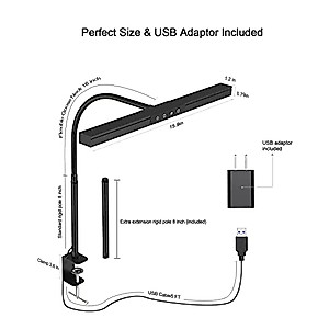 ANINO LED Desk Lamp with Clamp Monitor Light Flexible Gooseneck 3 Color Modes Stepless Dimmable,Clip On Light for Home Office Studio Reading Workbench,Architect Drafting Table Lamp,Easel Light 10W
