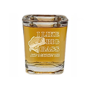 Rogue River Tactical Square I Like Big Bass Fishing Shot Glass Gift For Fisherman Dad Grandpa or Brother Fish