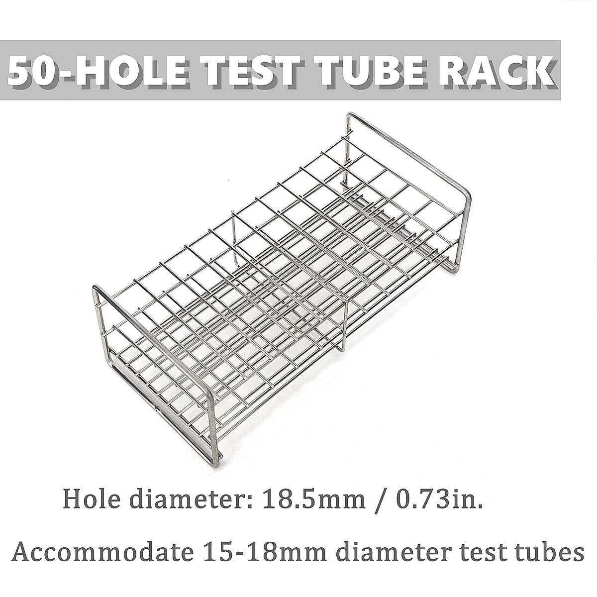 Test Tube Rack, Metal Test Tube Rack Square Hole Test Tube Stand with Handle for Laboratory