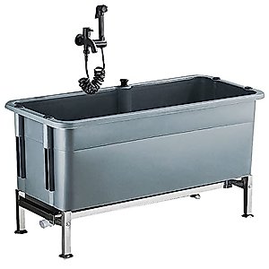 taimowei Wash Station Portable Bathroom/Warehouse/Kitchen Sink Mop Service Basin with Drain Button and Faucet Slop Sink