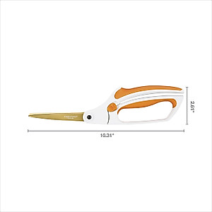 Fiskars Fabric, Easy Action 8 Inch Titanium Scissors, Orange/White