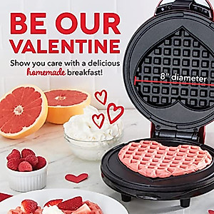 Dash Express 8” Waffle Maker for Waffles, Paninis, Hash Browns + other Breakfast, Lunch, or Snacks, with Easy Clean, Dual Non-Stick Surfaces - Red Heart