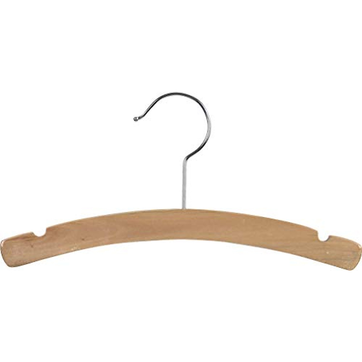 The Great American Hanger Company Rounded Wooden Kids Hanger, Box of 25 12 Inch Wood Top Hangers w/Natural Finish & Chrome Swivel Hook for Childrens Clothes