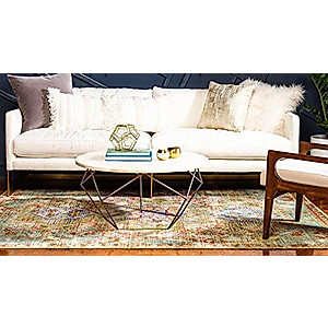 Unique Loom Austin Collection Vibrant Colors, Abstract, Traditional Area Rug, Rectangular 6' 0" x 9' 0", Light Green/Beige