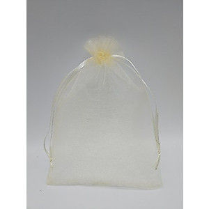 Ankirol 100pcs Sheer Organza Favor Bags 5x7'' for Wedding Bags Samples Display Drawstring Pouches (Champagne)