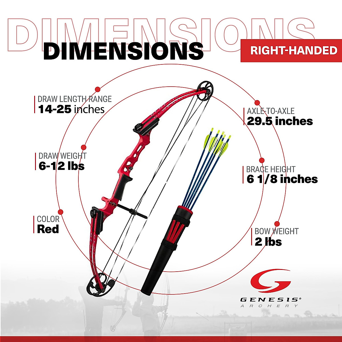 Genesis Mini Youth Compound Bow and Arrow Archery Set, Right Hand, Red