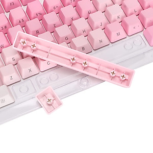 Gaming Keyboard Keycaps, 104 Keys Pink White Ergonomic PBT Typewritter Gaming Keyboard Keycaps Opaque Side Dip Dyeing Process DIY Keycap,for Most 61/87/104 Key Mechanical Keyboard