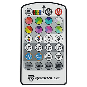 (2) Rockville MINI RF3 RGBWA+UV DMX DJ/Party LED Wash Lights+4-Ch. RF Par Remote